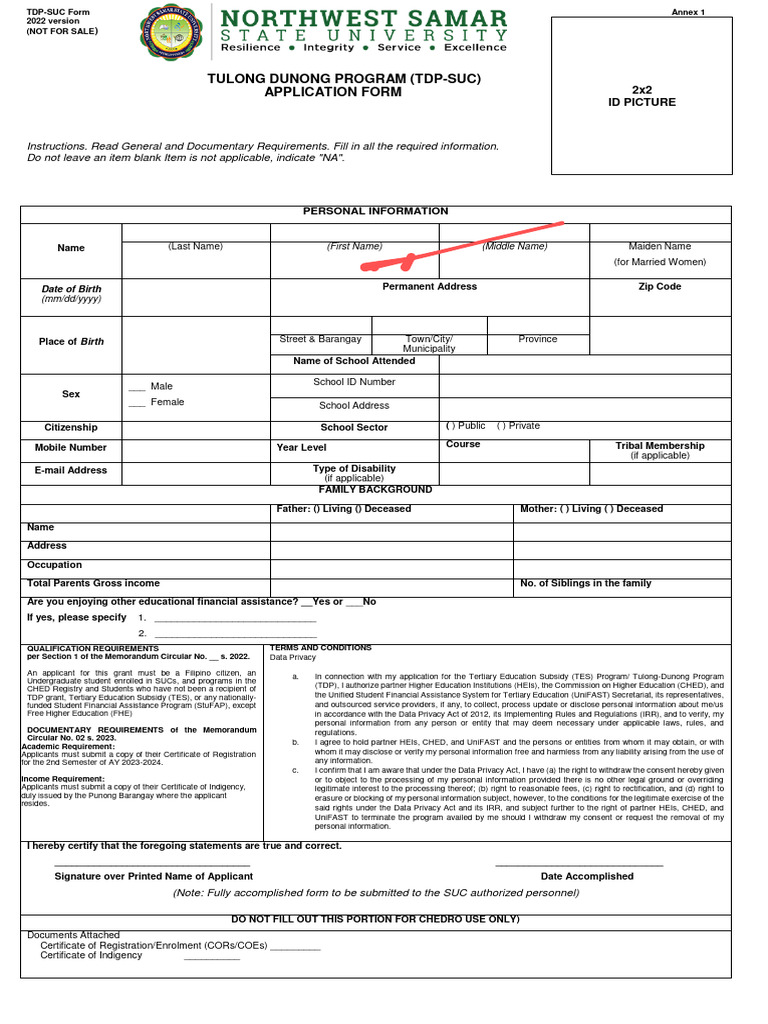 Suc TDP Applicaiton Form | PDF | Justice | Crime & Violence