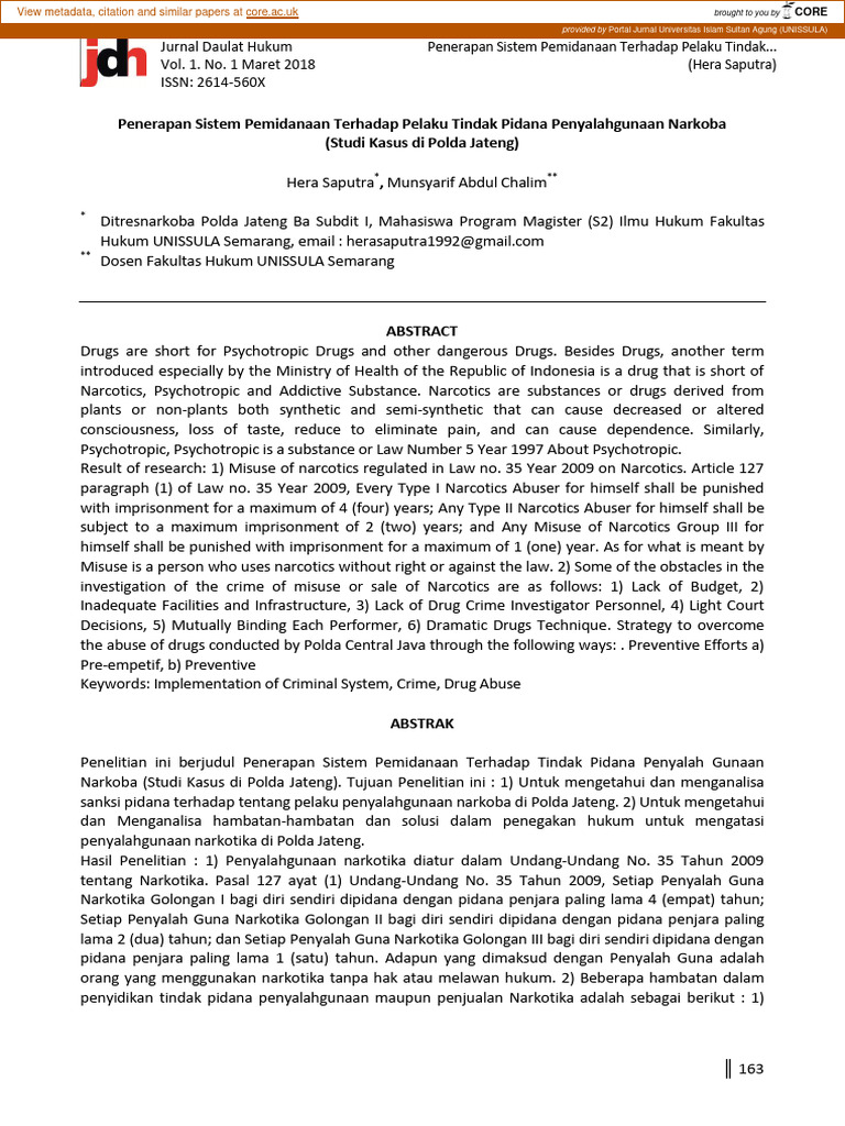 6 - Penerapan Sistem Pemidanaan Terhadap Pelaku Tindak Pidana Penyalahgunaan Narkoba | PDF ...