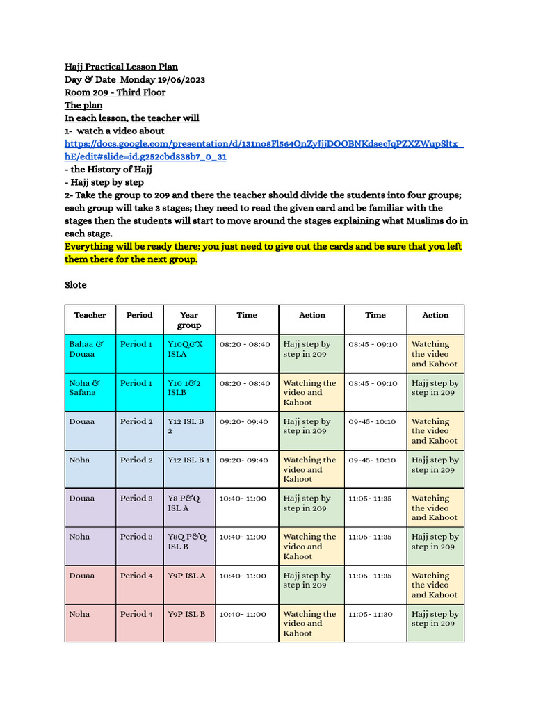 Hajj Practical Lesson Plan | PDF