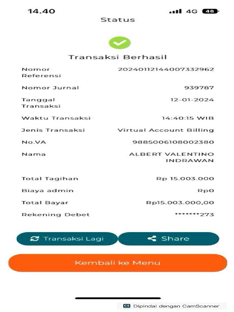 Bukti Pembayaran Ukt Sem 9 | PDF