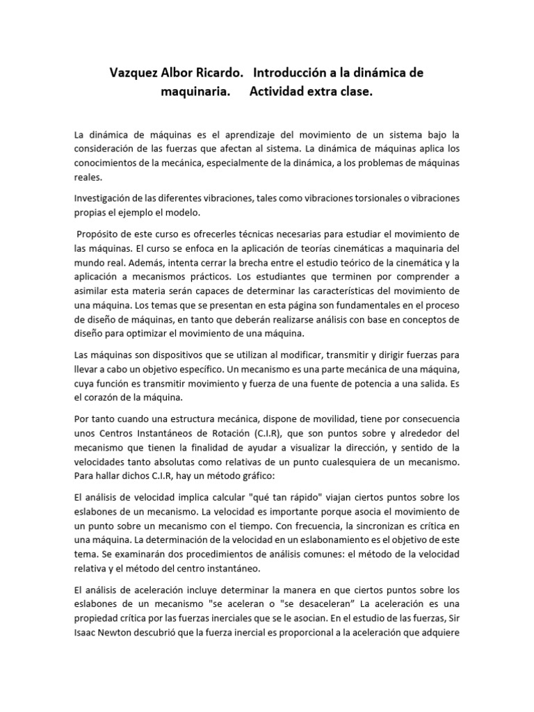 Vazquez Albor Ricardo - Introducciona Dinamica de Maquinaria | PDF ...
