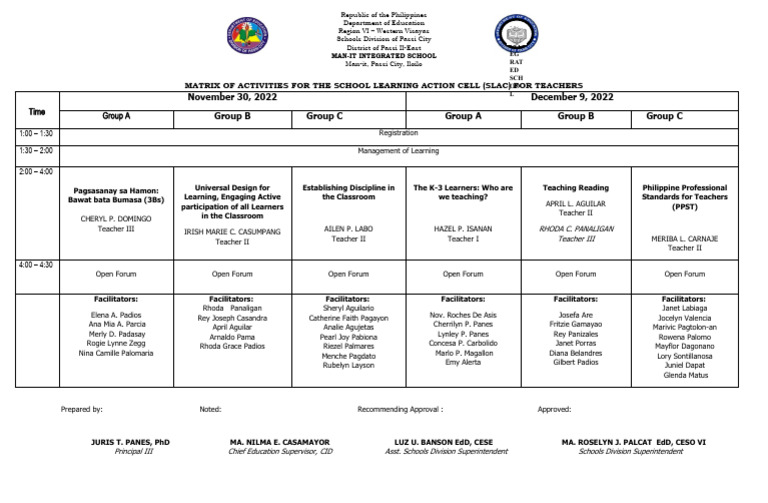 Matrix Program of School SLAC 2022 | PDF