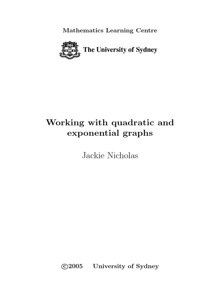 Working With Quadratics and Exponential Graphs | PDF | Quadratic ...