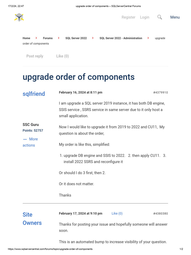 Sql Server Upgrade Component Pdf Information Technology Computer Data 