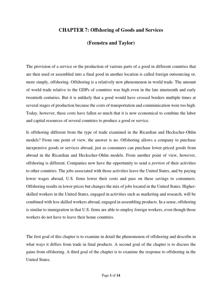 CHAPTER 7 Offshoring of Goods and Services - Notes | PDF | Offshoring ...