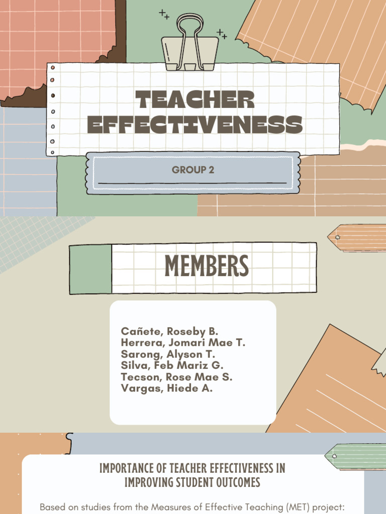 Group 2 - Teacher Effectiveness | PDF | Teachers | Reflective Practice