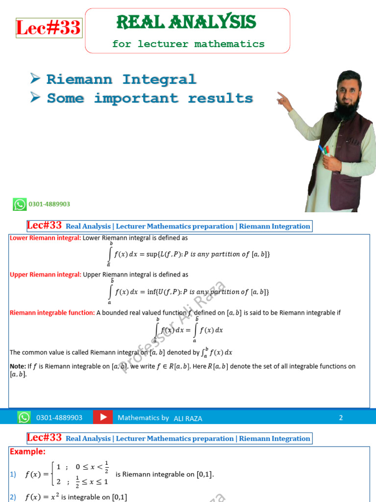 Real Analysis Lec#33 | PDF | Integral | Real Analysis