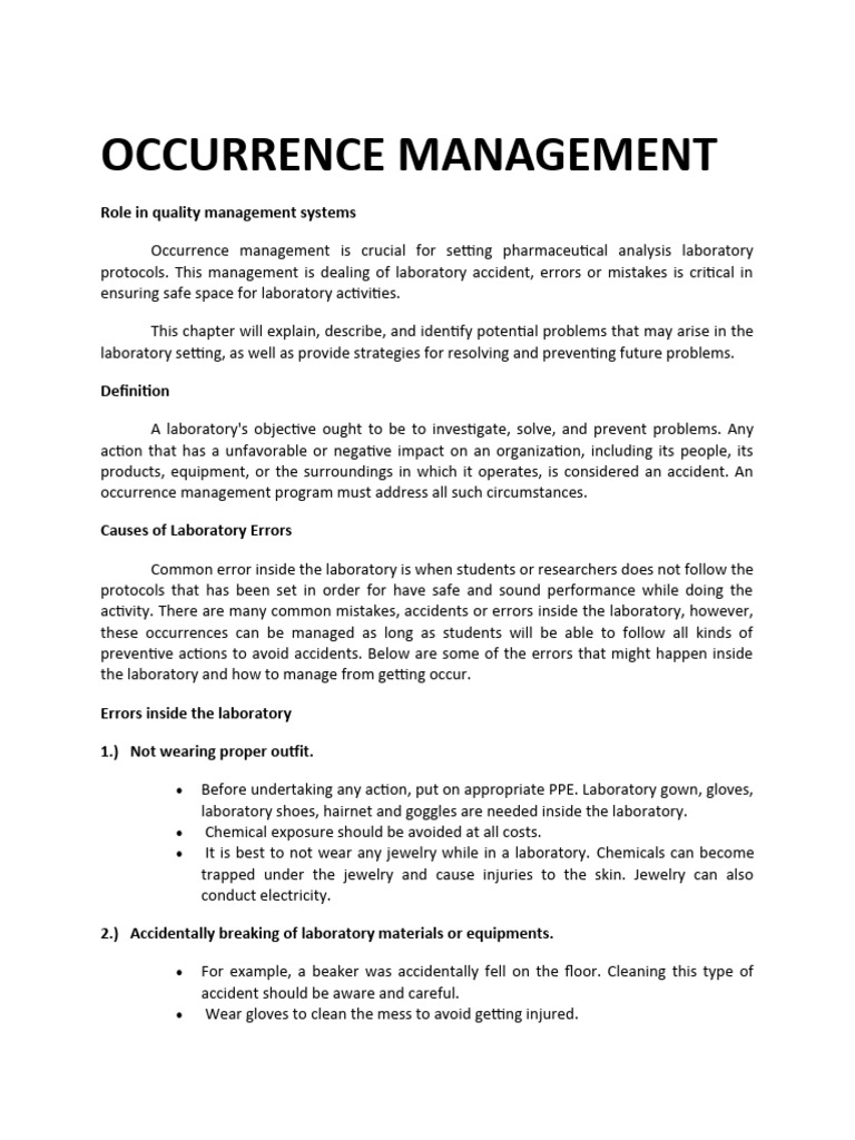 Occurrence Management | PDF | Laboratories | Safety
