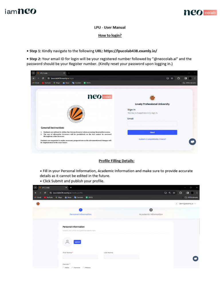 LPU - Students User Manual | PDF | Login | Internet