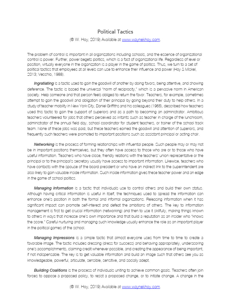 Political Tactics | PDF | Knowledge | Information