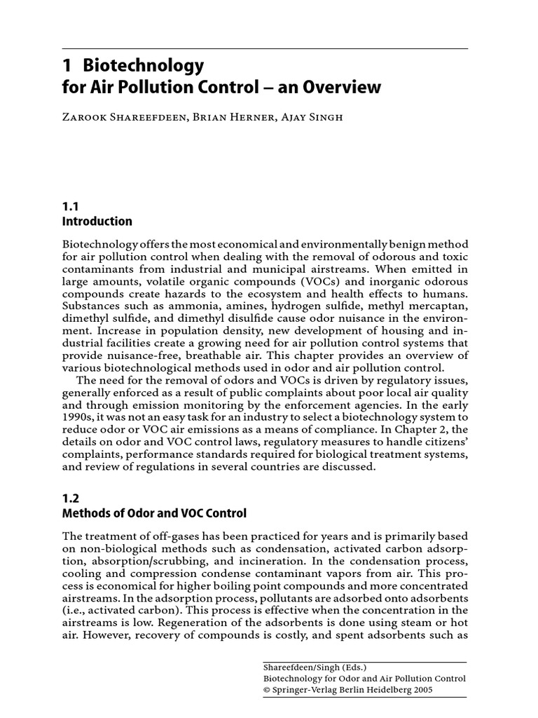 Biotechnology For Air Pollution Control - An Overv | PDF | Physical ...
