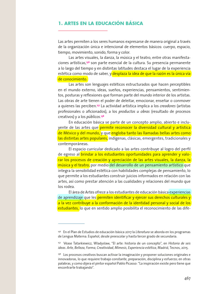 ARTES - Las Artes en Ed. Básica (PP 467-468) | PDF