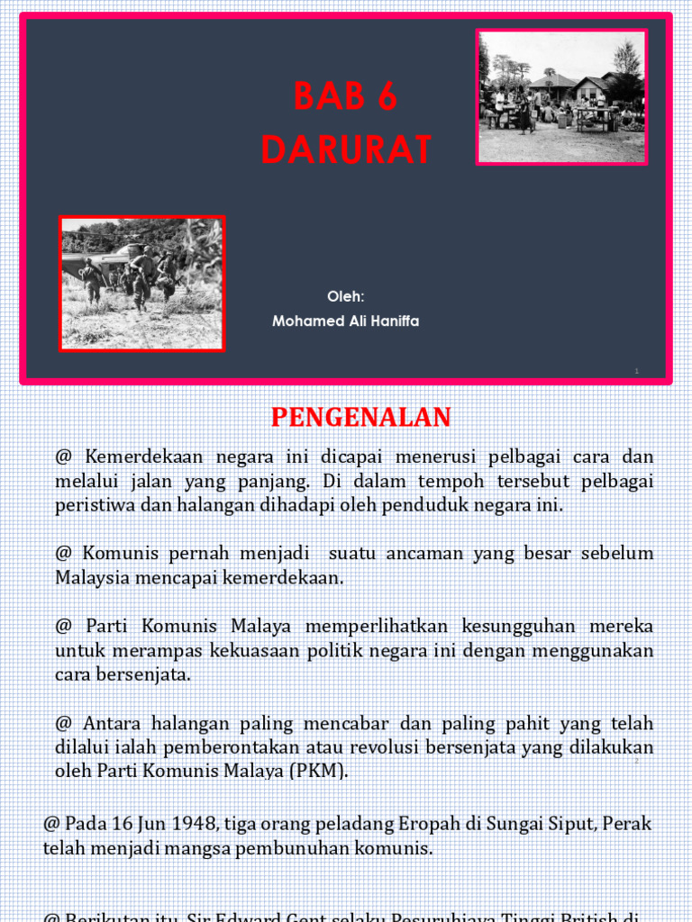 Slaid Nota Ringkas Bab 6-Darurat-Mohamed Ali Haniffa | PDF
