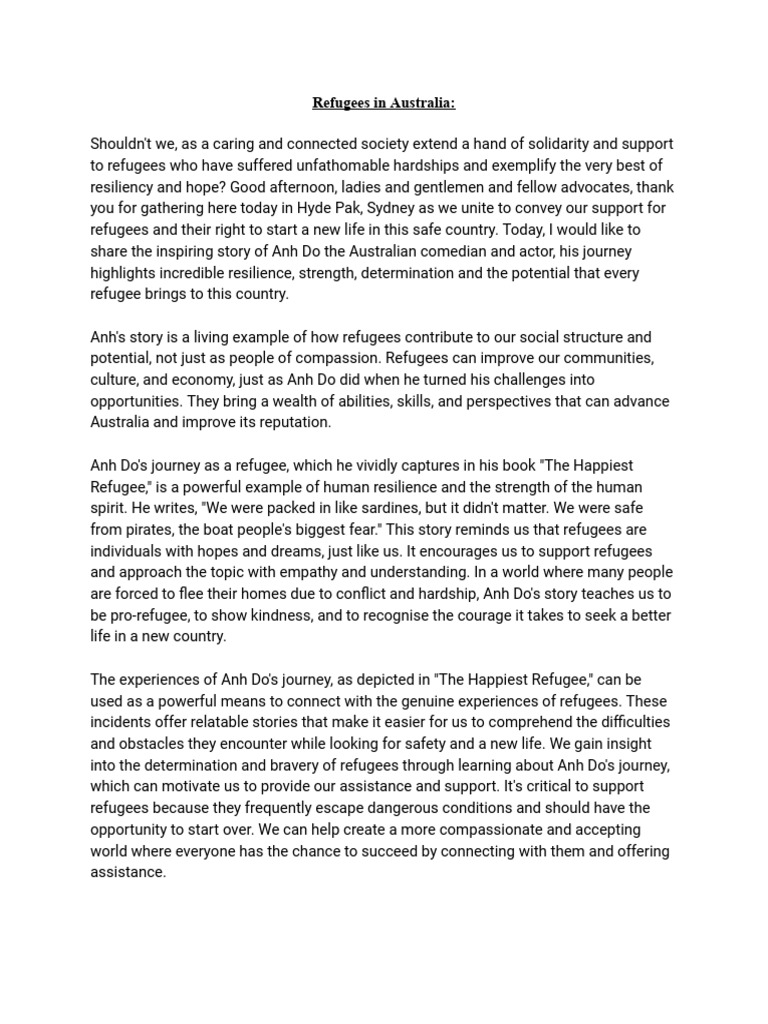 Anh Do: A Refugee's Journey to Australia | PDF | Refugee | Compassion
