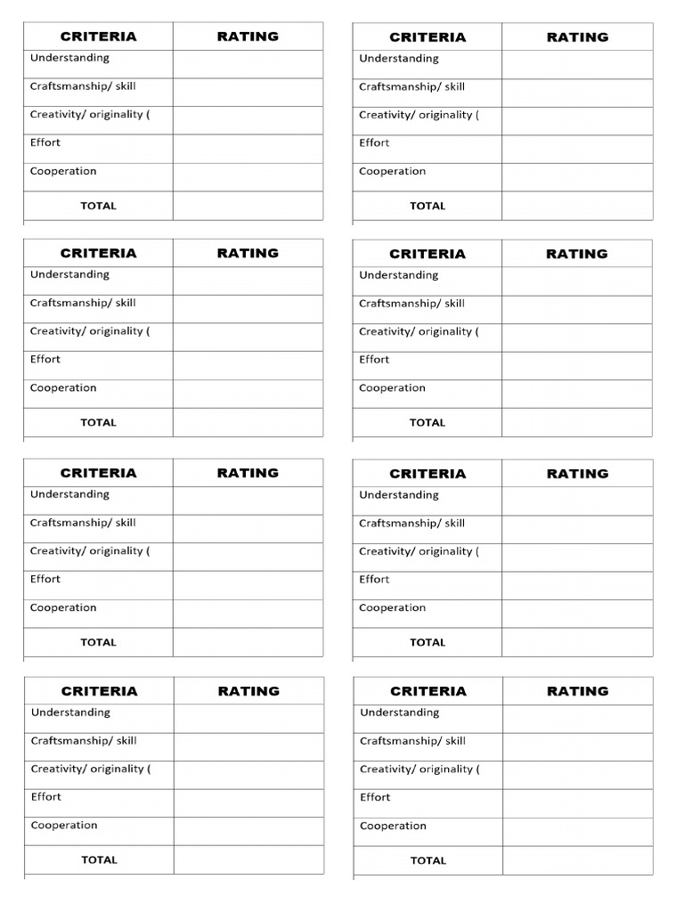 Artwork Rubric Pdf