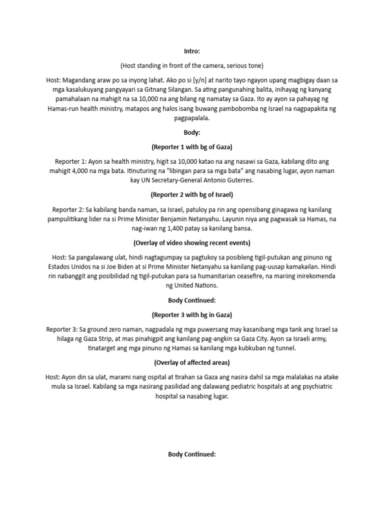 Balitaan Script Week 1 | PDF