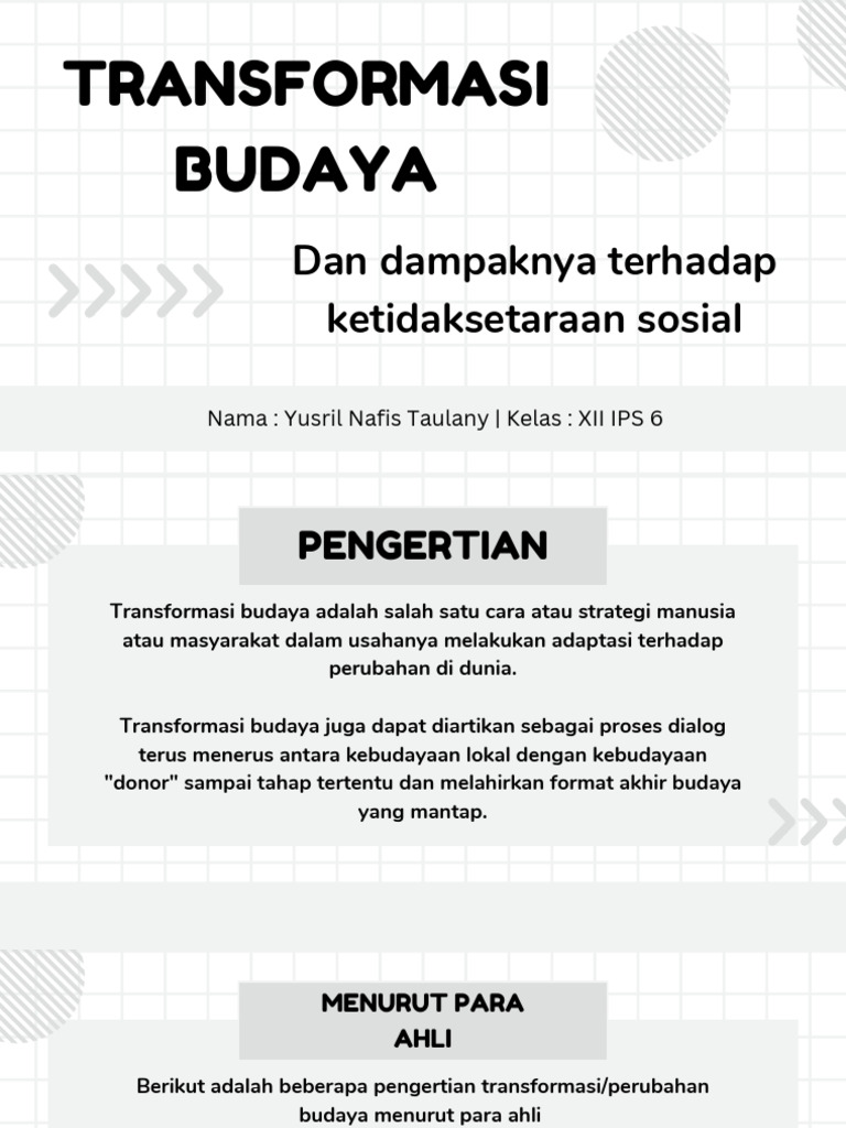Transformasi Budaya & Dampaknya Terhadap Ketidaksetaraan Sosial | PDF