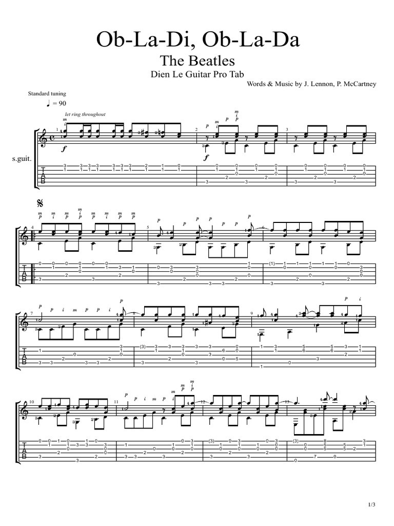 Ob-La-Di, Ob-La-Da (The Beatles) - Guitar Tutorial + TAB | PDF | Pop ...