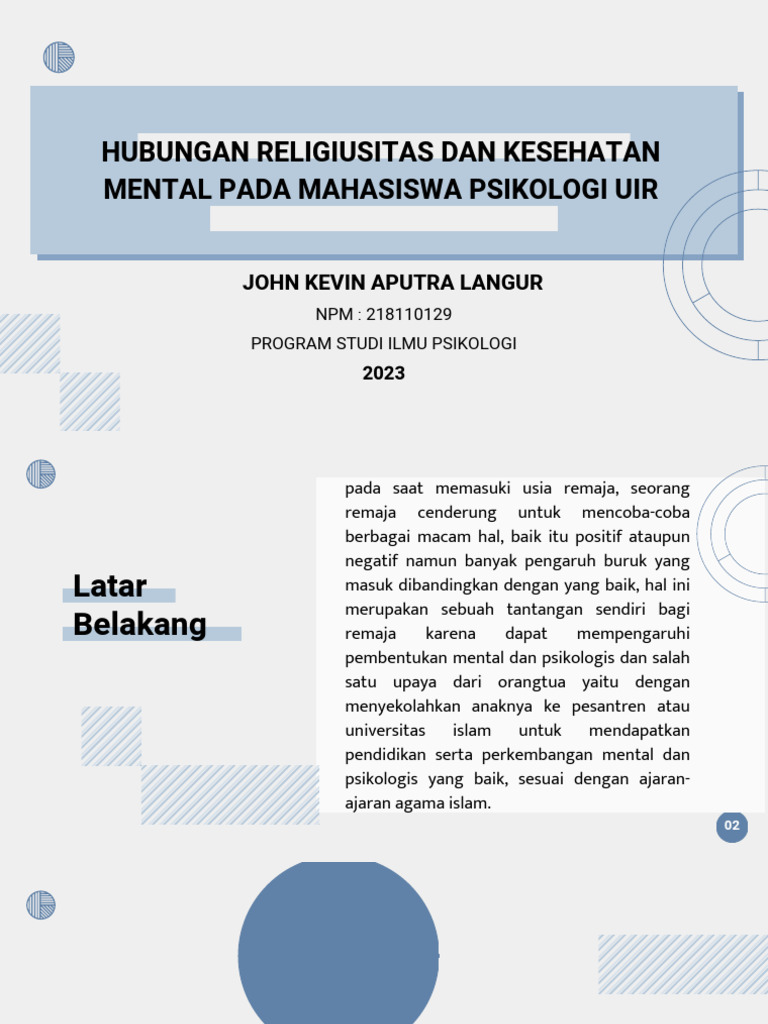 Hubungan Religiusitas Dan Kesehatan Mental Pada Mahasiswa Psikologi Uir | PDF | Pengembangan ...