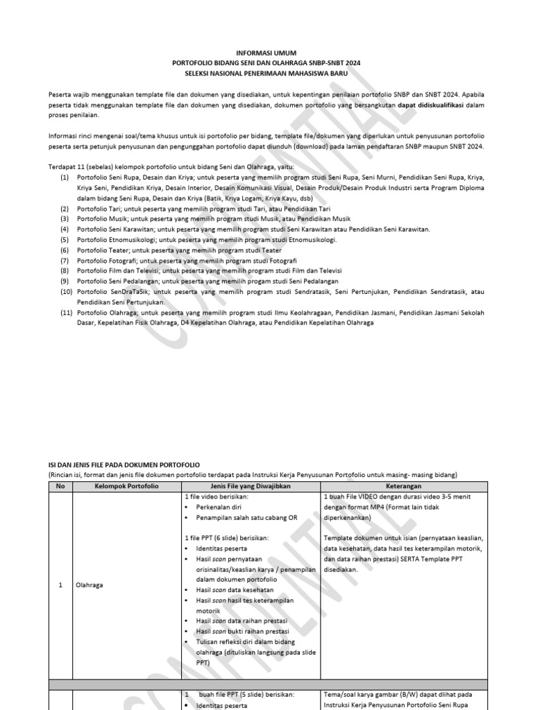Panduan Umum Portofolio SNPMB 2024 (Des 2023) | PDF