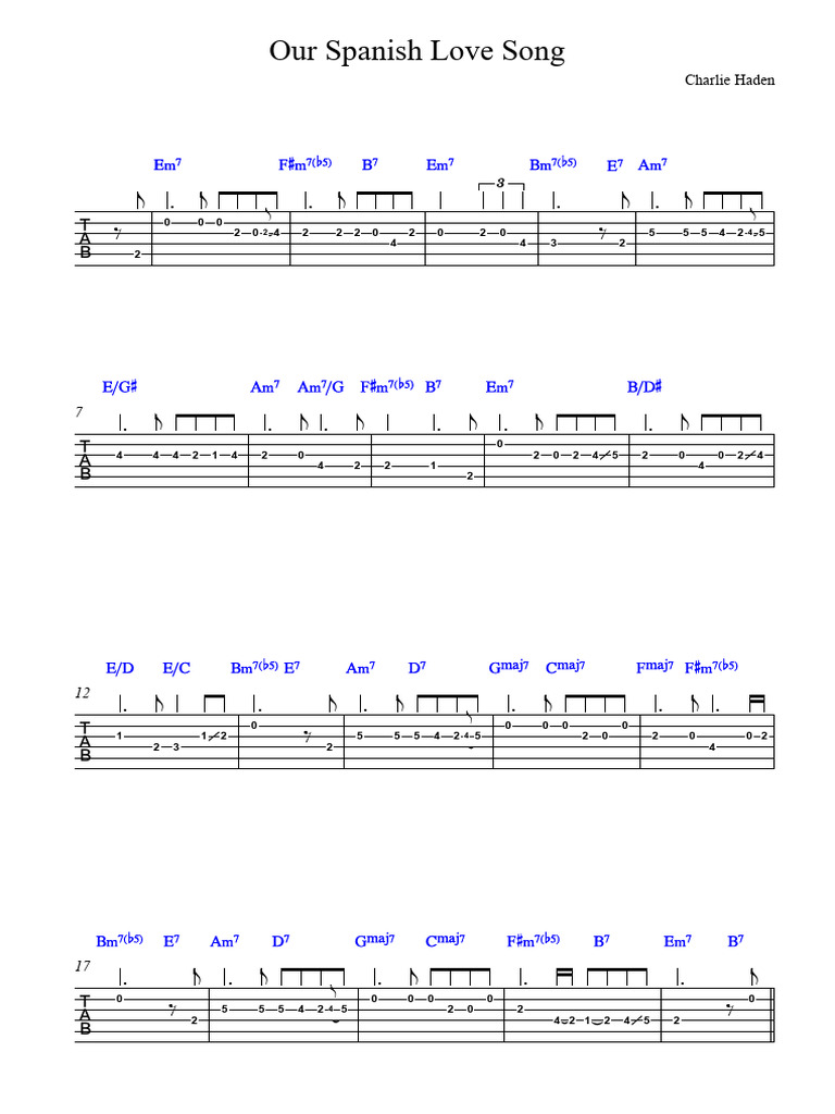 Our Spanish Love Song Chord Chart | PDF | Chess