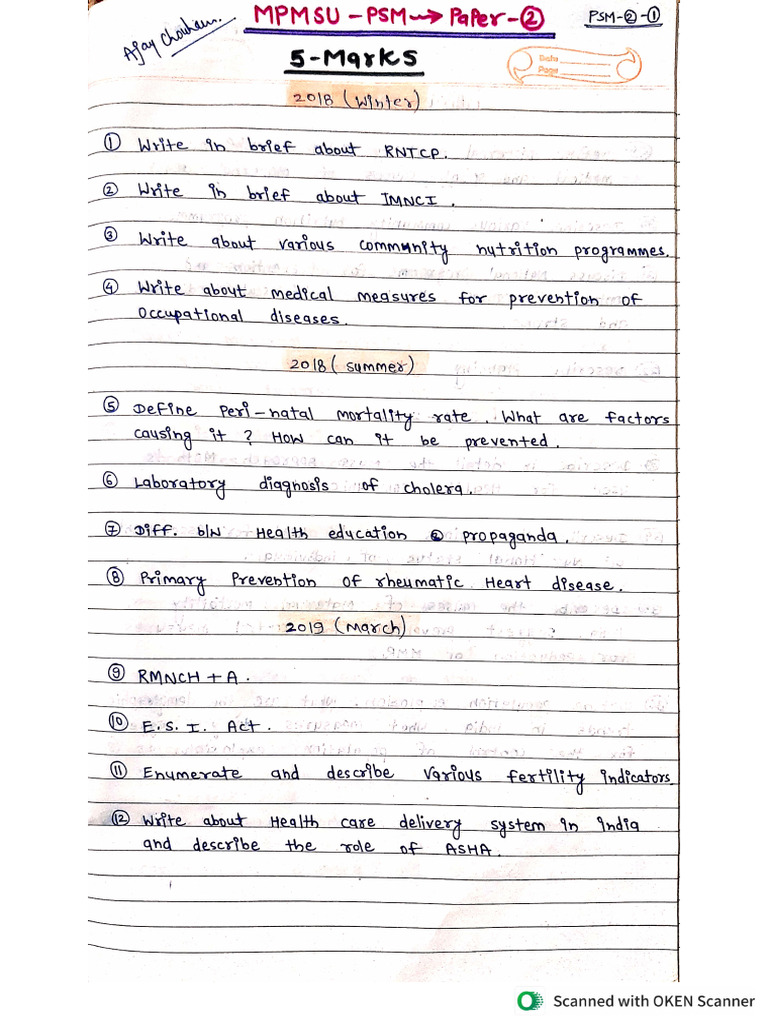 MPMSU PSM Paper-2 (New) | PDF