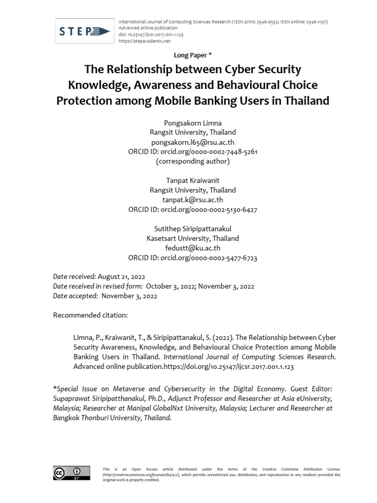 The Relationship Between Cyber Security Among Mobile Banking User in ...