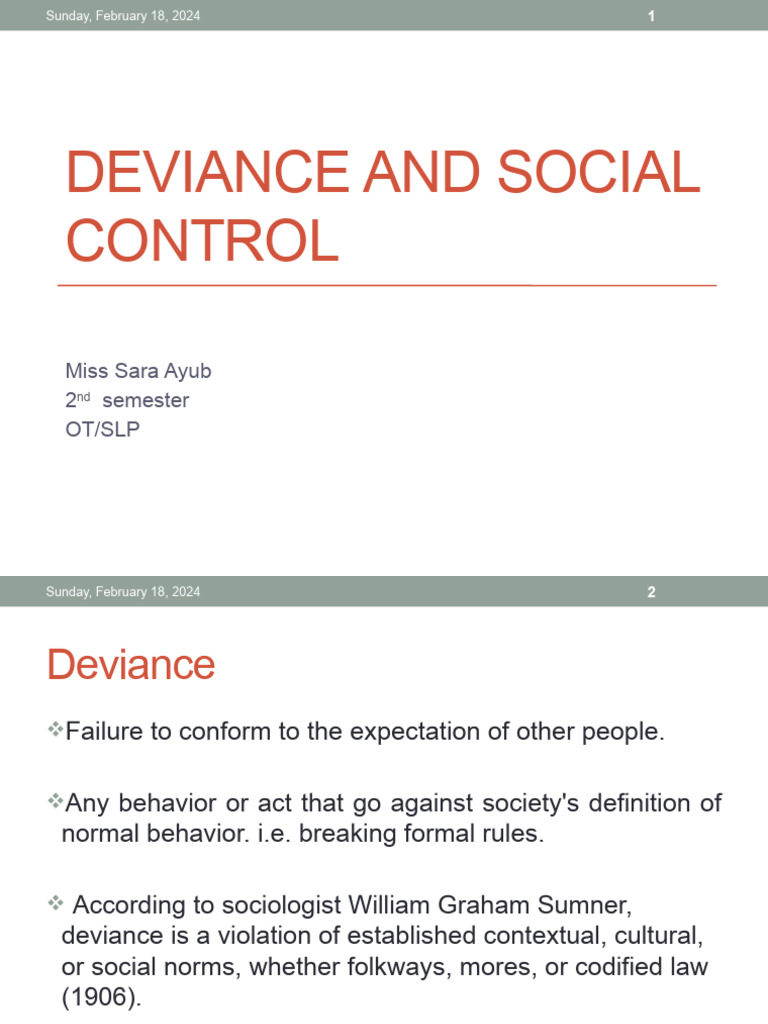Deviance Lec | PDF | Deviance (Sociology) | Social Psychology