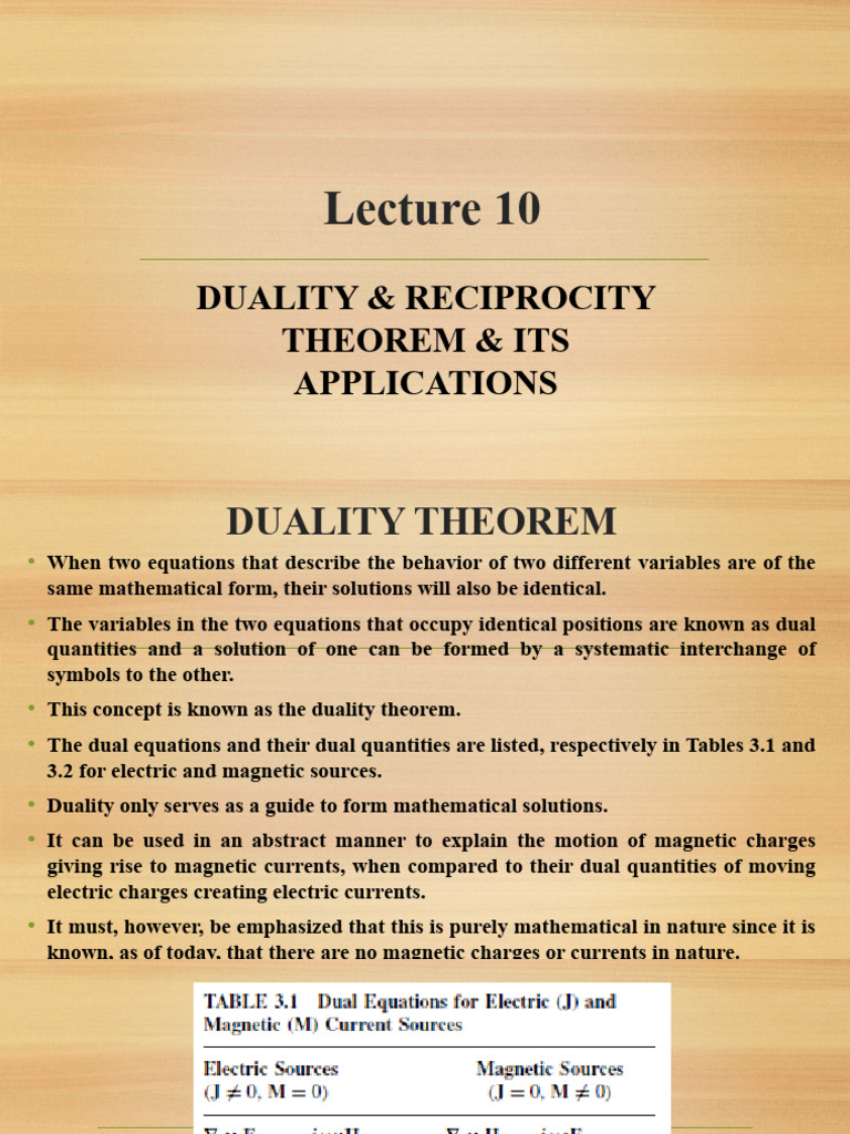 1 Duality & Reciprocity Theorem | PDF | Antenna (Radio) | Telecommunications Engineering