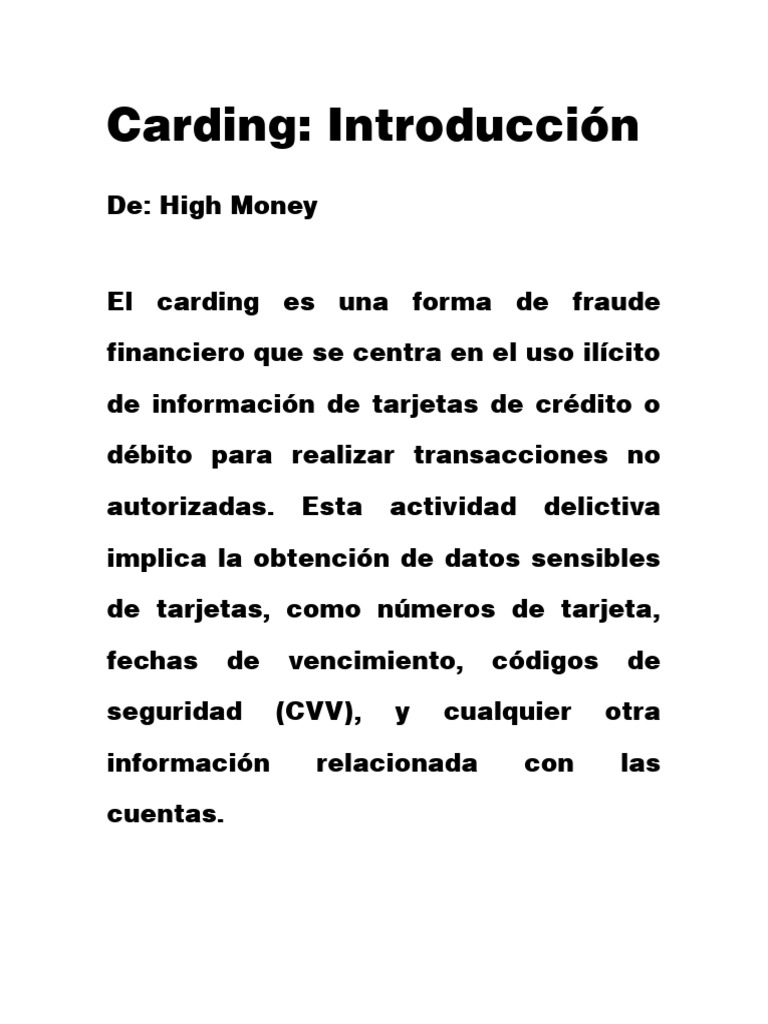Introducción al Carding y sus Métodos | PDF | Informática