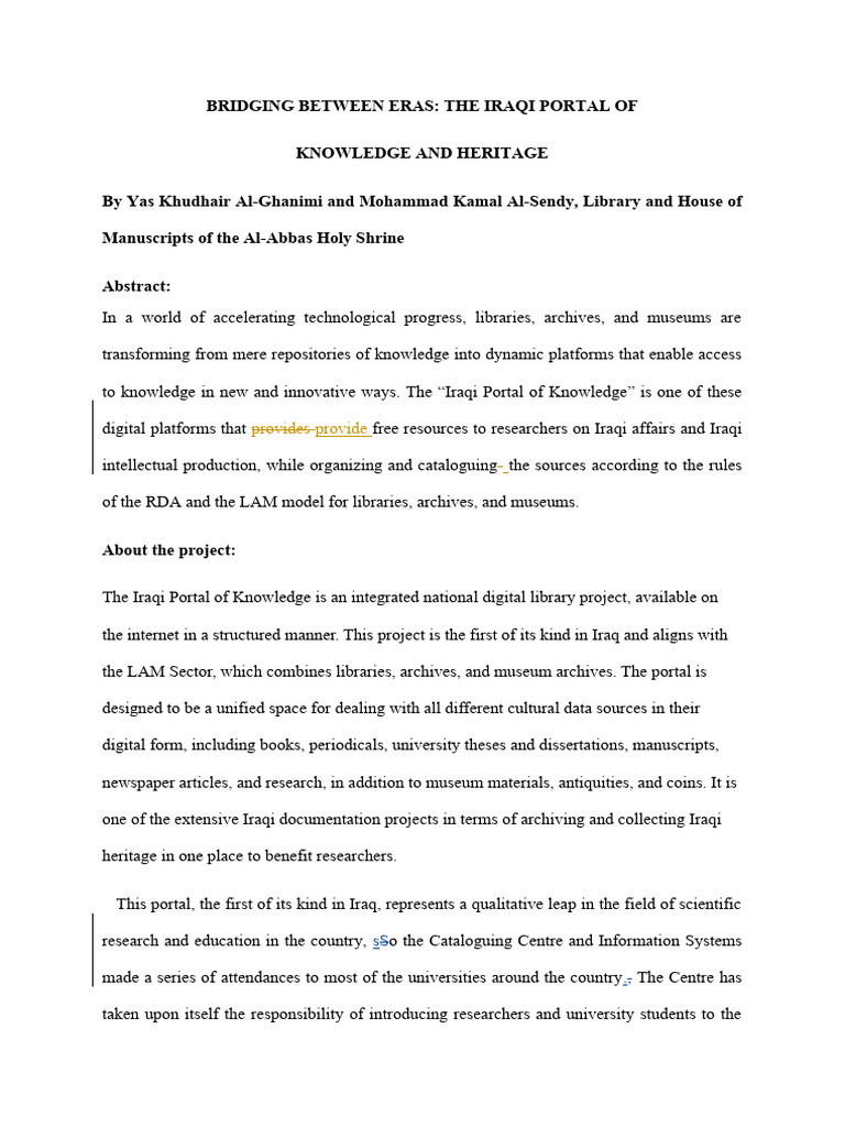 Iraqi Portal of Knowledge and Heritage With Format Edits - 11-21-2023 ...