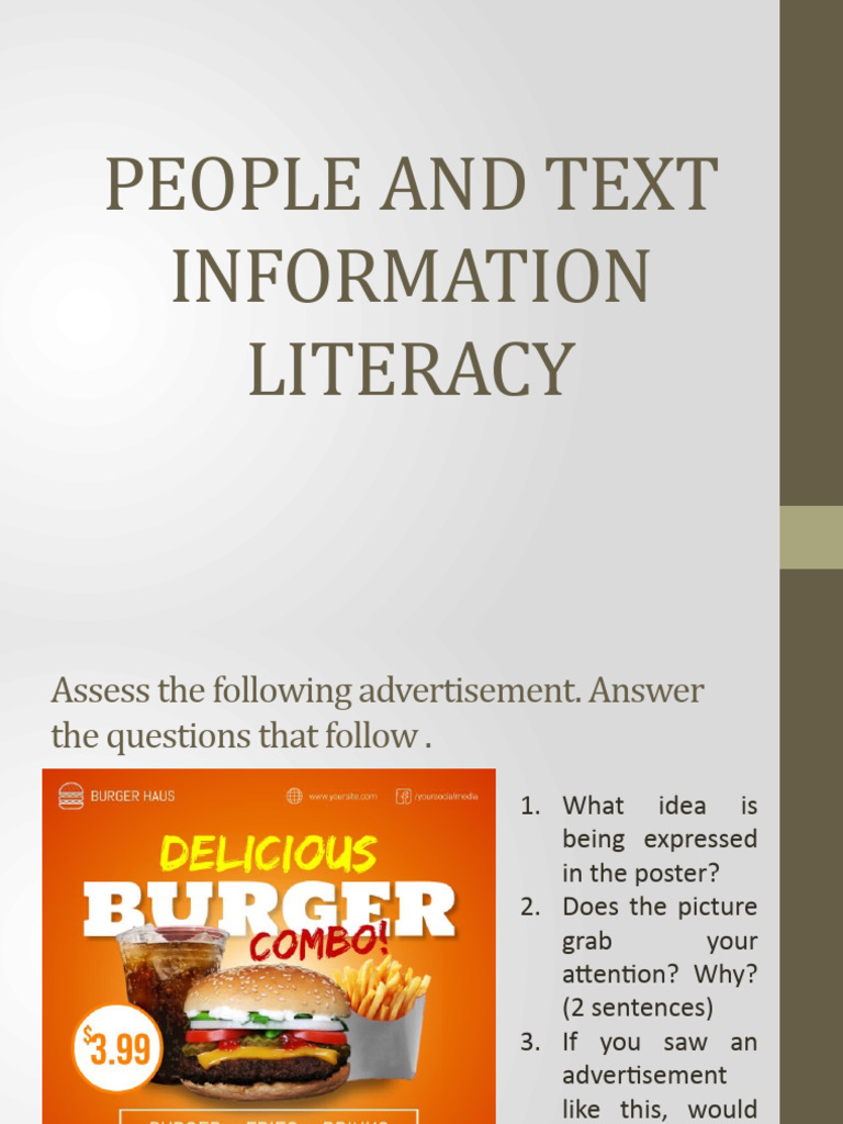 People and Text Information Literacy | PDF | Typefaces | Writing
