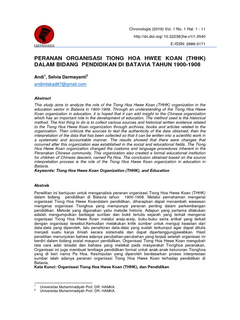 THHK's Role in Batavia Education | PDF | Indonesia | Indonesian People