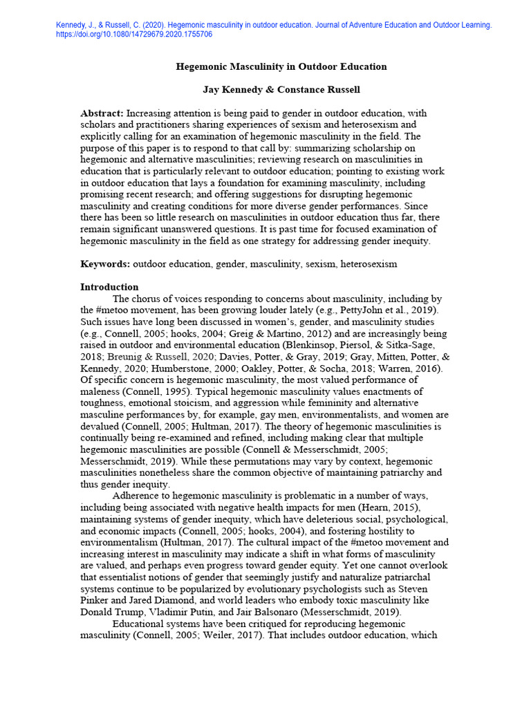 Kennedy, Jay - Russell, Constance - Hegemonic Masculinity in Outdoor ...