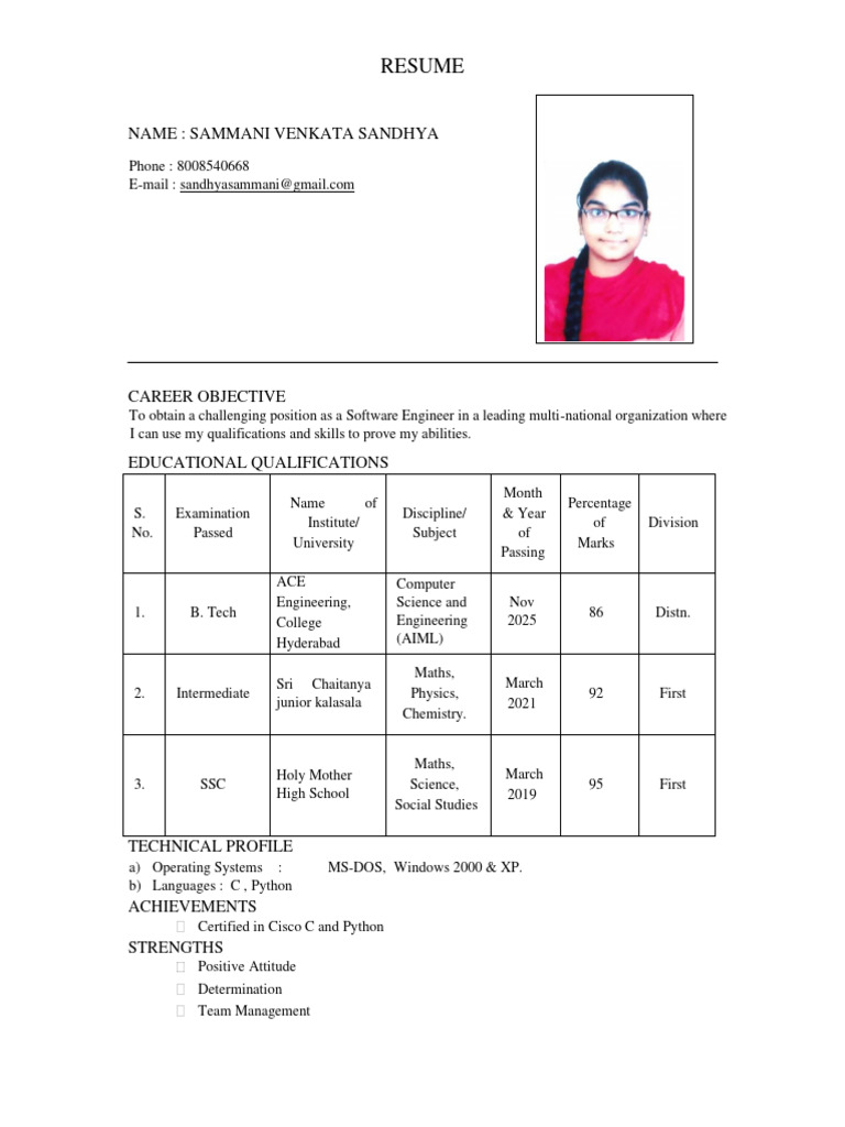 Sandhya Resume | PDF