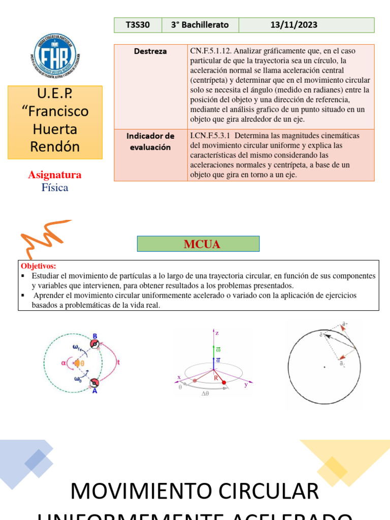 T3S30 Movimiento Circular Uniformemente Acelerado Mcua 3° | PDF ...