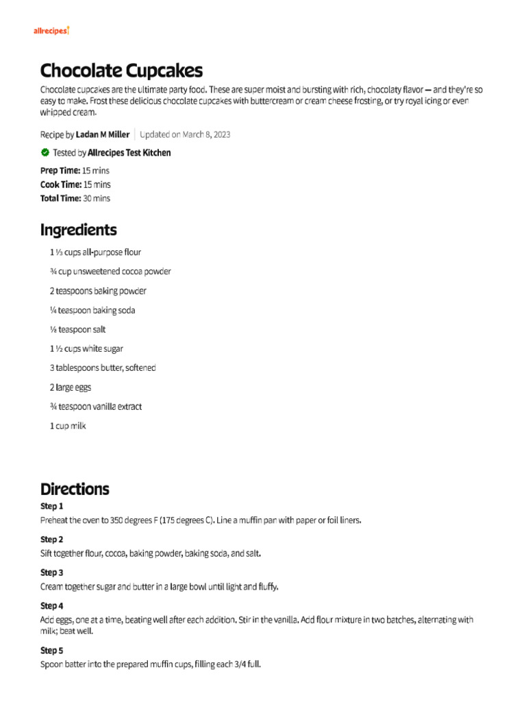 Chocolate Cupcakes | PDF