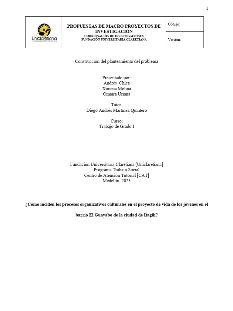 Propuestas de Macro Proyectos de Investigación: Coordinación de Investigaciones Fundación ...