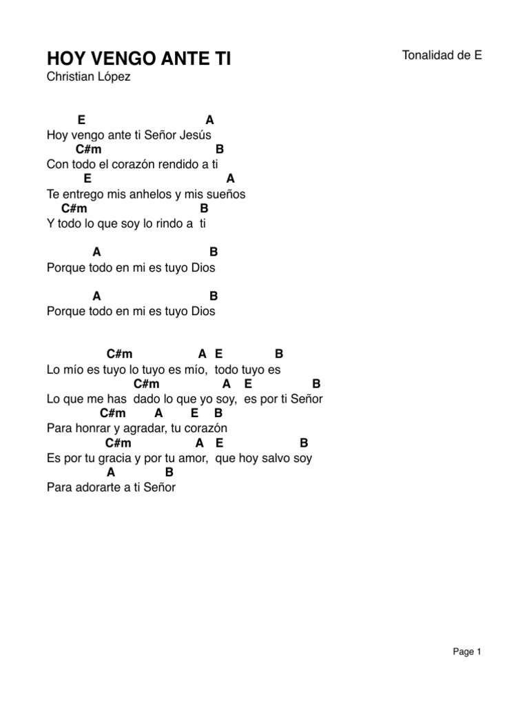 Hoy Vengo Ante Ti - Acordes y Letra | PDF