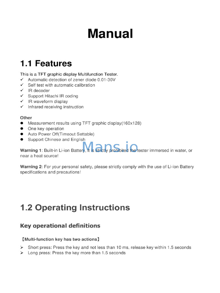 Manual MultiTester | PDF