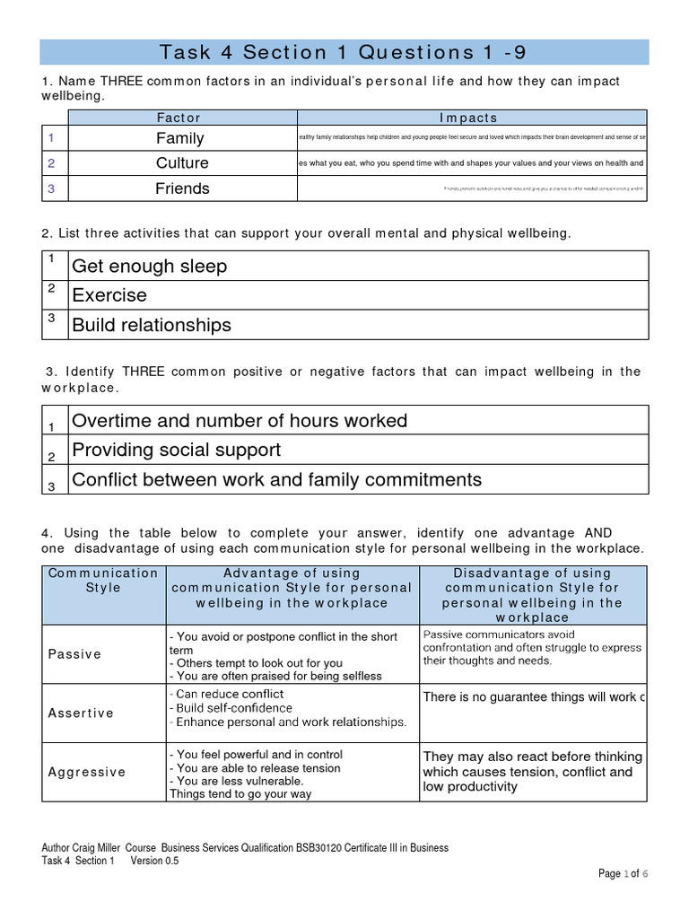 Task 4 Section 1 Questions 1 - 9 | PDF | Social Psychology | Psychology