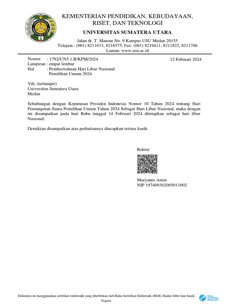 Hari Libur Pemilihan Umum 2024 | PDF