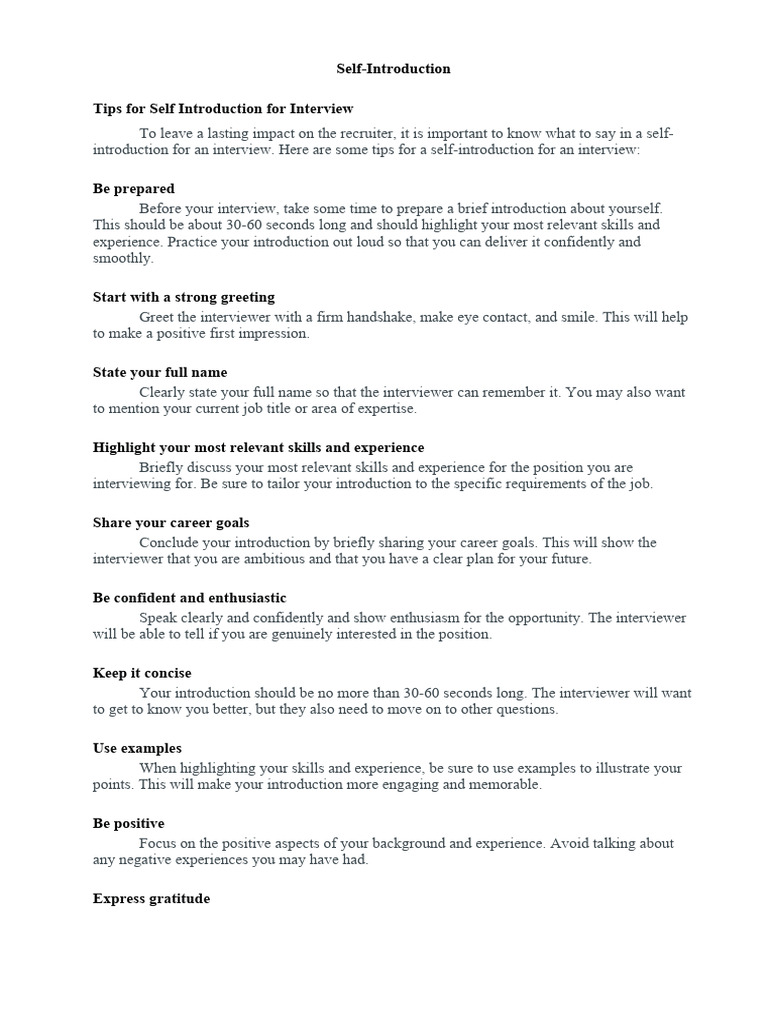 Self Introduction | PDF