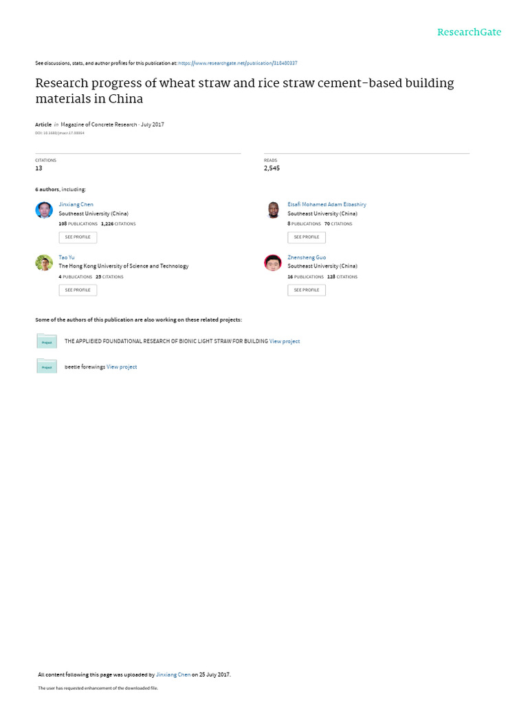 Research Progress of Wheat Straw and Rice Straw Cement-Based Building ...