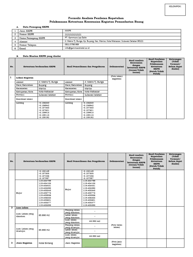 Makassar - Formulir Analisis Penilaian Kepatuhan Pelaksanaan Ketentuan ...