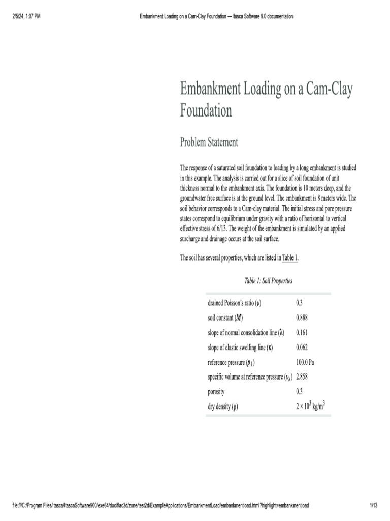 Embankment Loading On A Cam-Clay Foundation - Itasca Software 9.0 ...