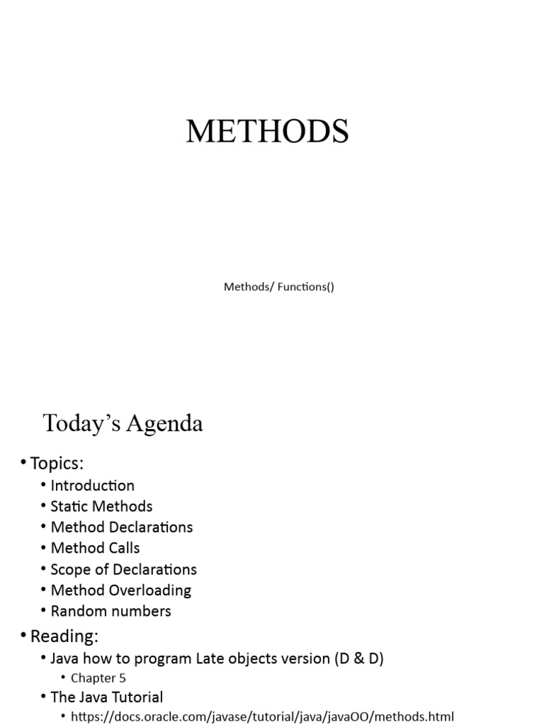 Lesson 5 Methods | PDF | Method (Computer Programming) | Parameter (Computer Programming)