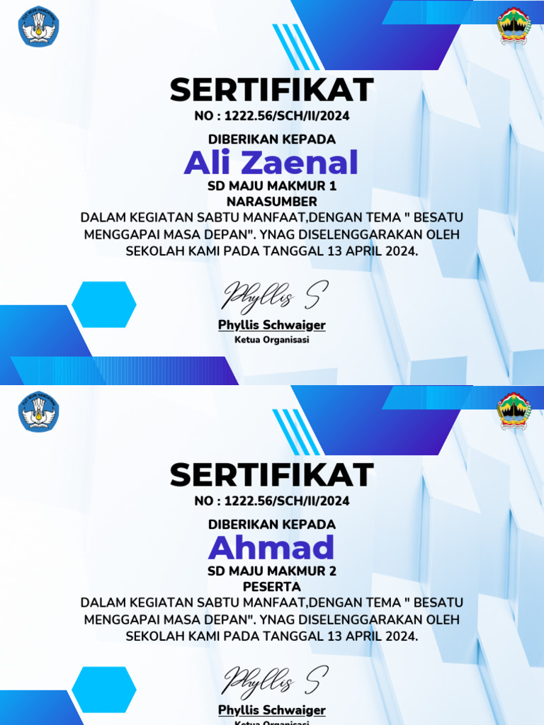 (Buat Banyak 1) Sertifikat Kelas 7 | PDF