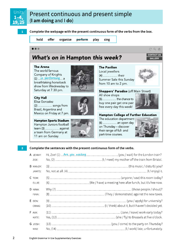 EGIU - Present Simple & Present Continuous | PDF