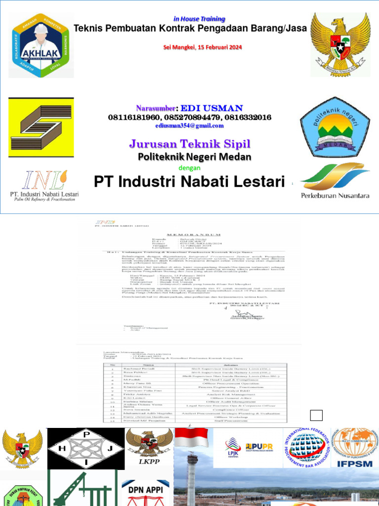 Modul - Pelatihan Teknis Pembuatan Kontrak Kerja Sama - 15.02.24 - INL (EDI USMAN) | PDF